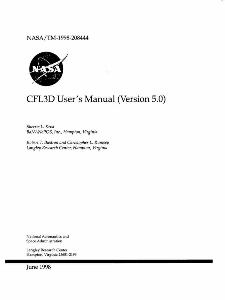 Cfl3D User's Manual (Version 5.0) : Sherrie L. Krist Bananepos, Inc ...