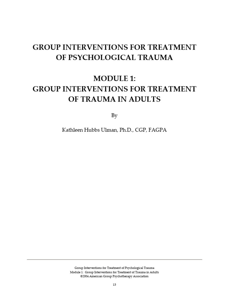 Group Trauma Treatment Interventions | PDF | Psychological Trauma ...
