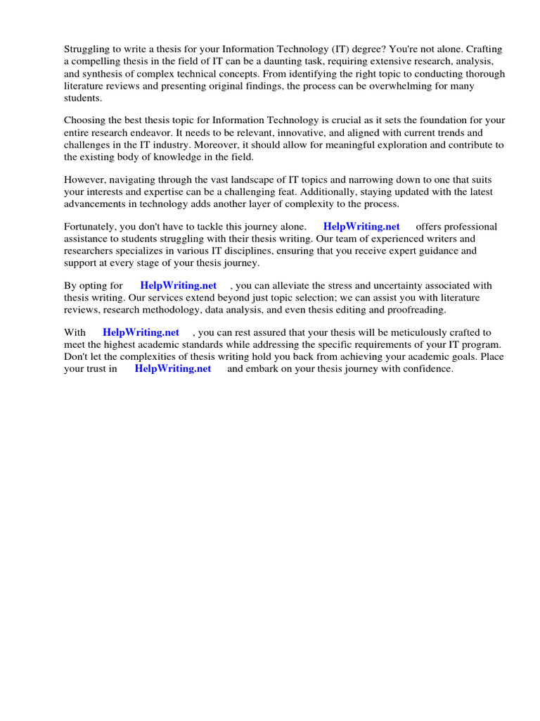 Best Thesis Topic For Information Technology | PDF