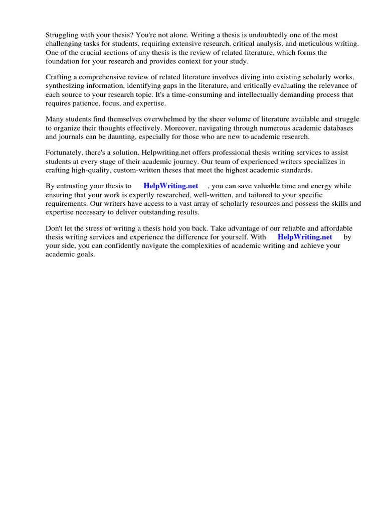 Sample Thesis Review of Related Literature | Download Free PDF | Thesis ...