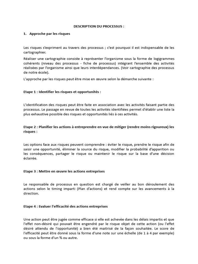 Analyse Des Risques Processus | PDF | Risque | Gestion des risques