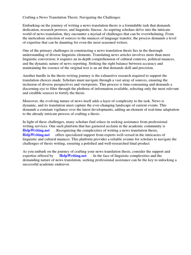 News Translation Thesis | PDF | Translations | English Language