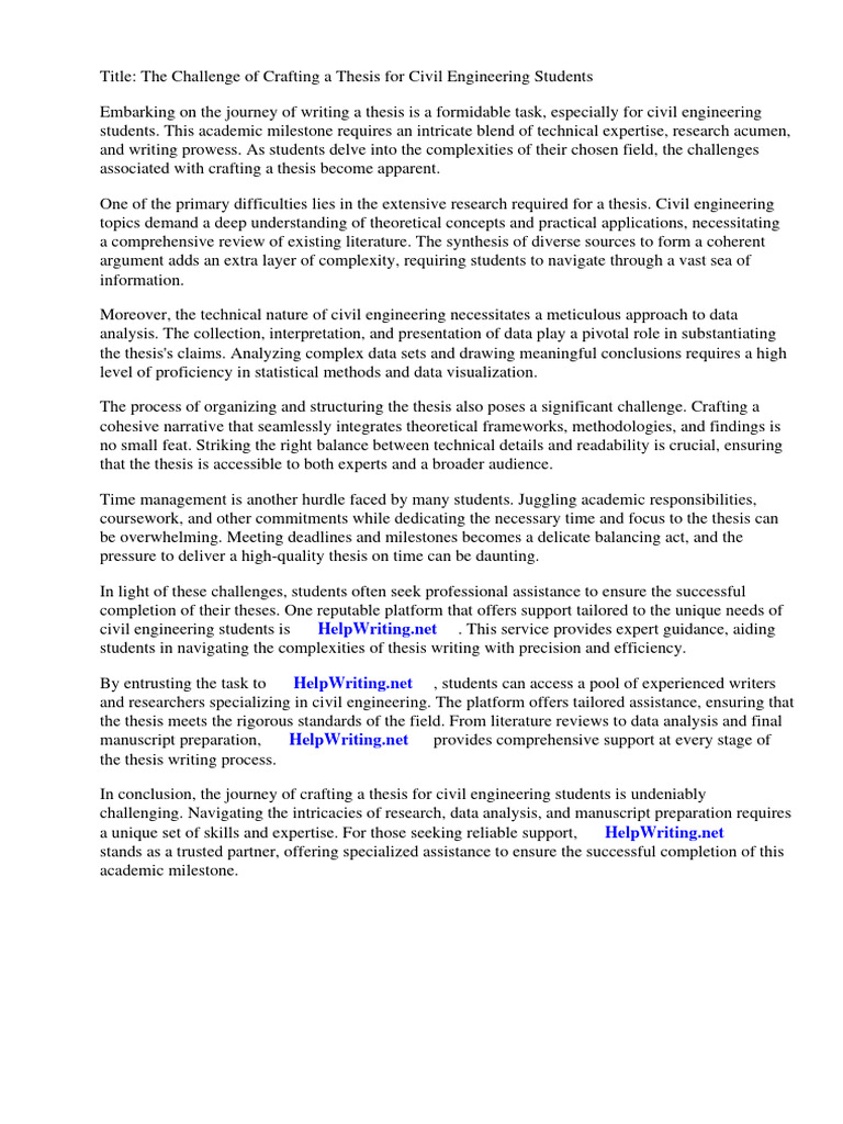 Thesis For Civil Engineering Student | PDF