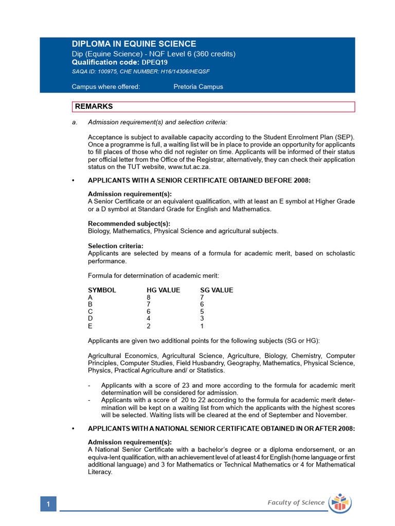 Diploma in Equine Science Admission Guide | PDF