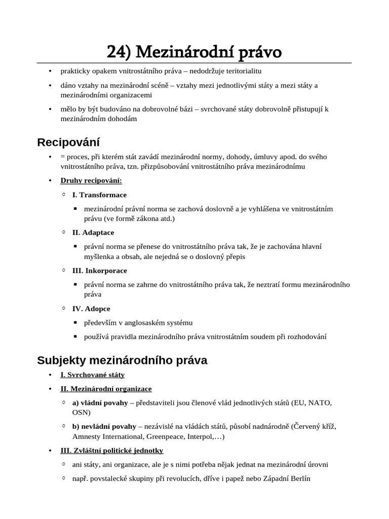 24) Mezinárodní Právo | PDF