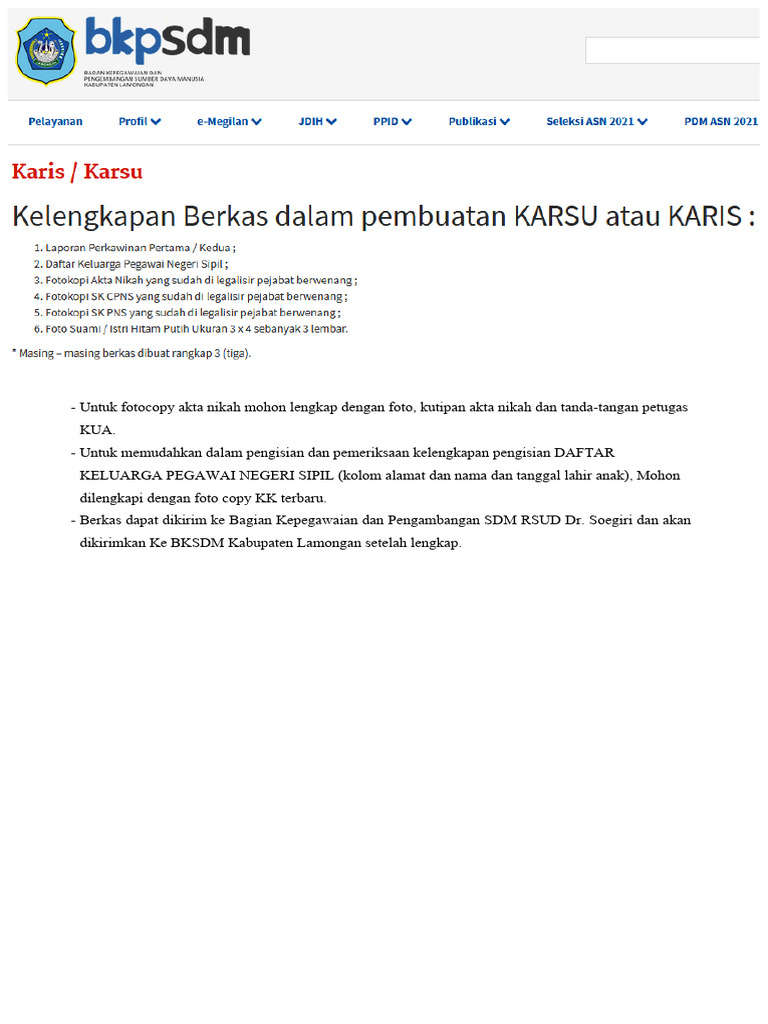 Kelengkapan Berkas Pembuatan Karis Atau Karsu | PDF