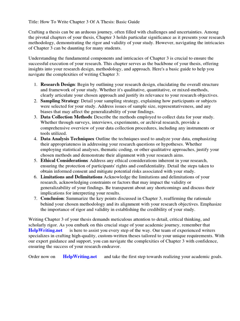 How To Write Chapter 3 of A Thesis Basic Guide | PDF | Quantitative ...