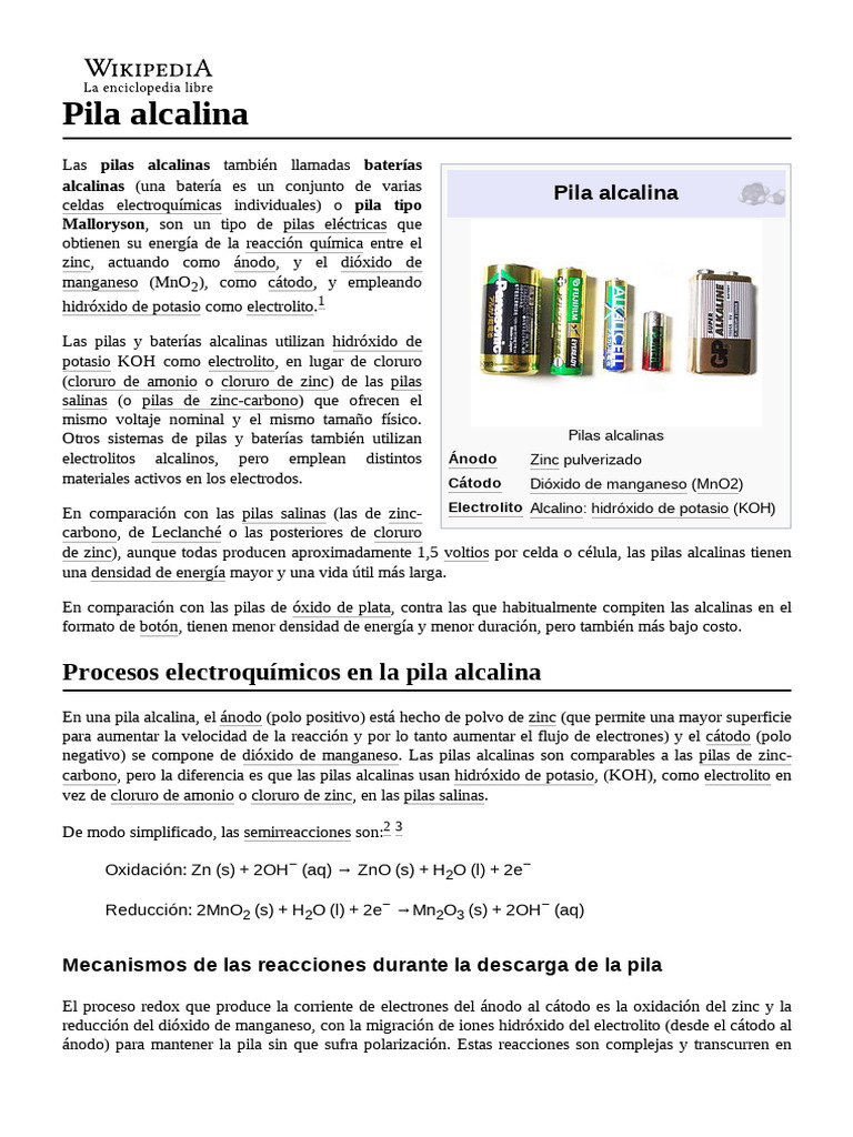 Pila_alcalina | PDF | Ciencias fisicas | Batería (electricidad)