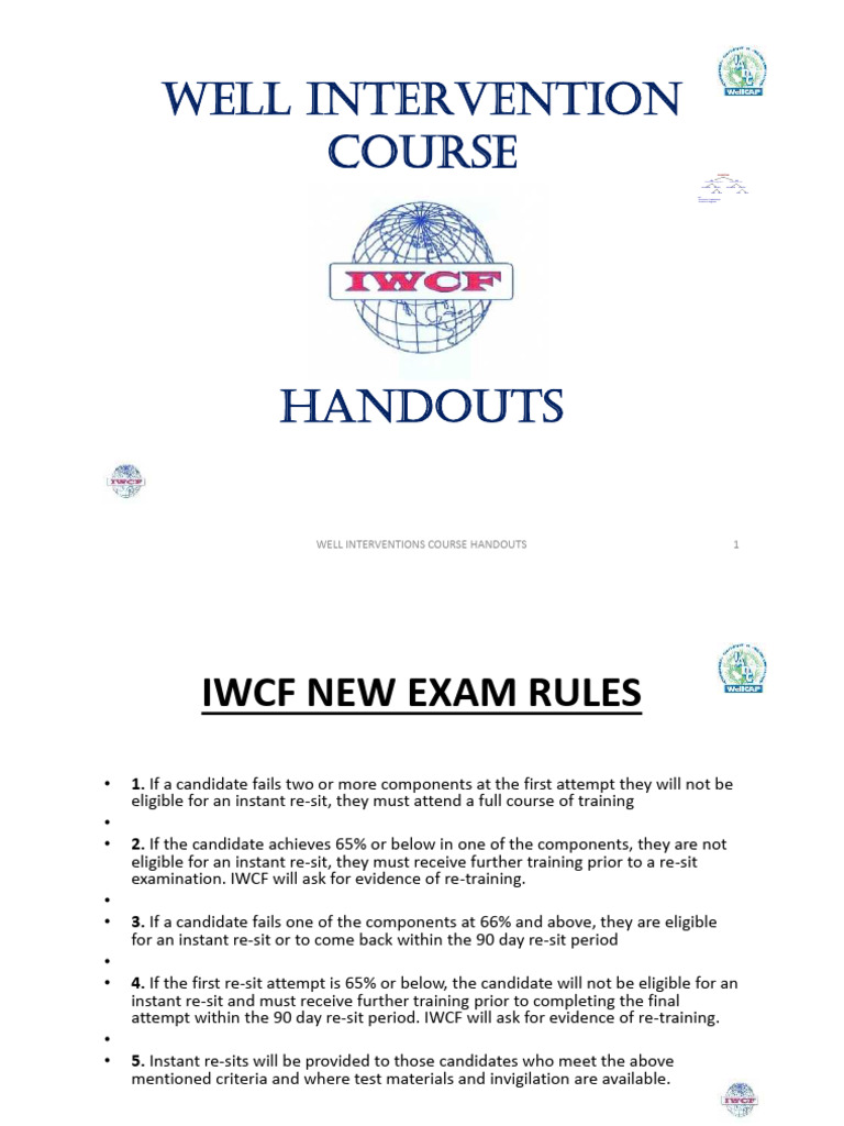 IWCF Well Intervention Course Handouts | PDF | Casing (Borehole) | Chemical Engineering