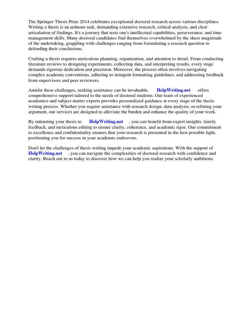 Springer Thesis Prize 2014 | PDF | Superconductivity | Thesis