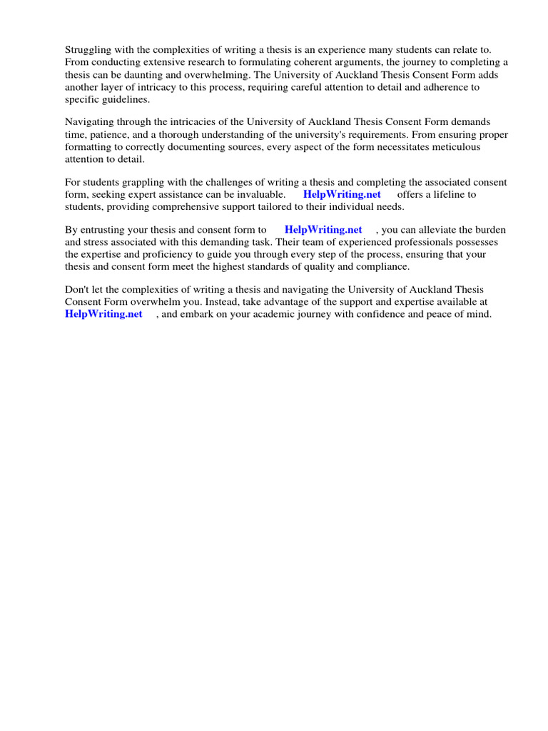 University of Auckland Thesis Consent Form | PDF | Informed Consent ...