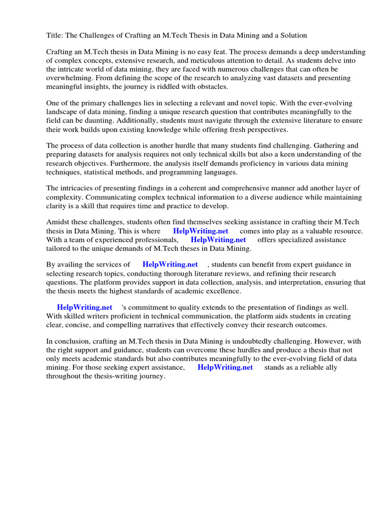 M.tech Thesis in Data Mining PDF | PDF