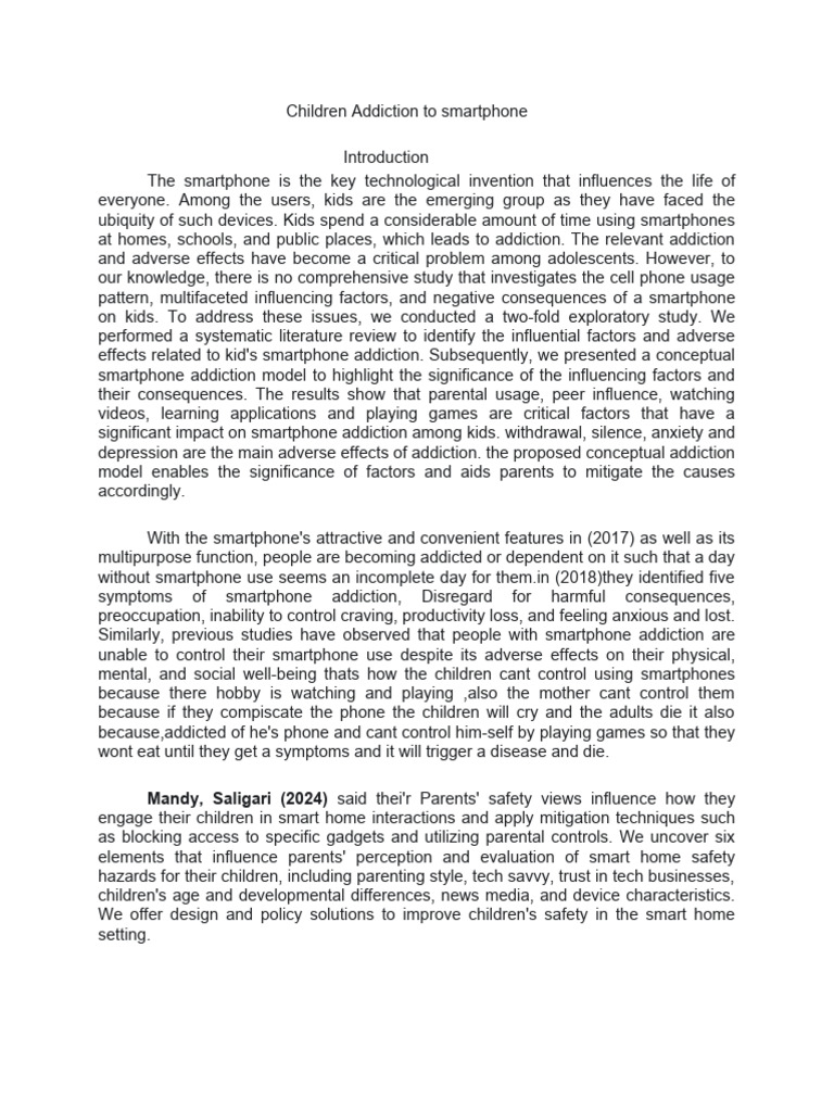 Children Addiction To Smartphone | PDF