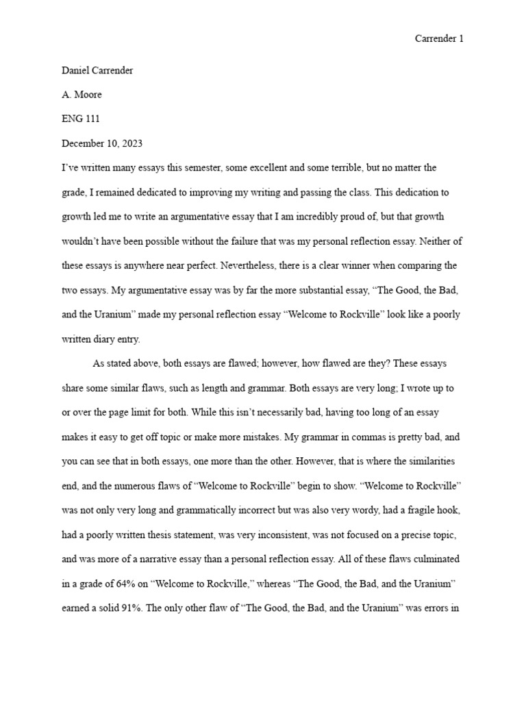 ENG 111 Final Reflection | PDF | Essays | Human Communication