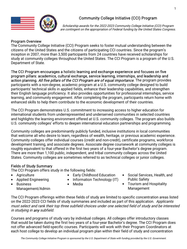 CCI Program AY 2022 2023 Application Fillable FINAL Word 100121 | PDF