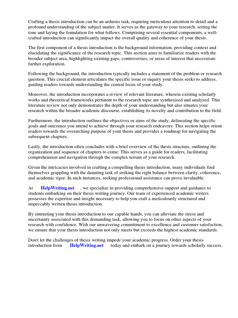Essential Components of Thesis Introductions | PDF | Thesis | Logic