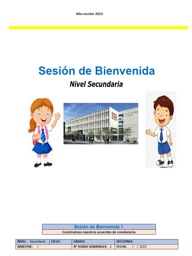 Sesión de Bienvenida y Acuerdos de Convivencia Del Aula | PDF