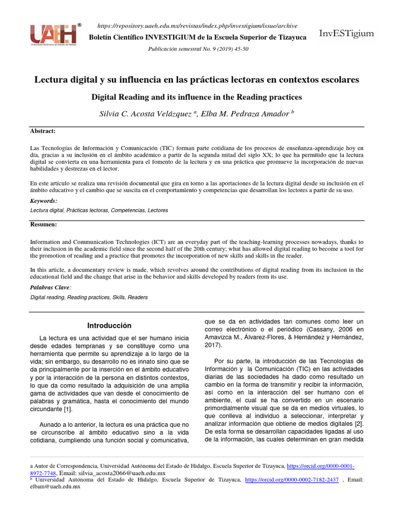 Lectura digital y su influencia en las prácticas lectoras en contextos ...