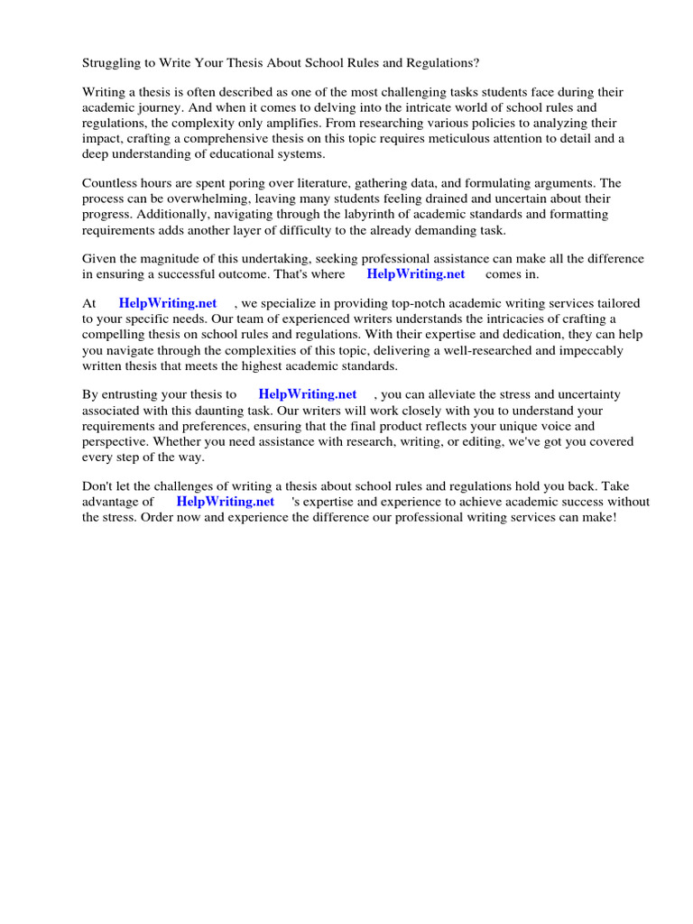 Thesis About School Rules and Regulations | PDF