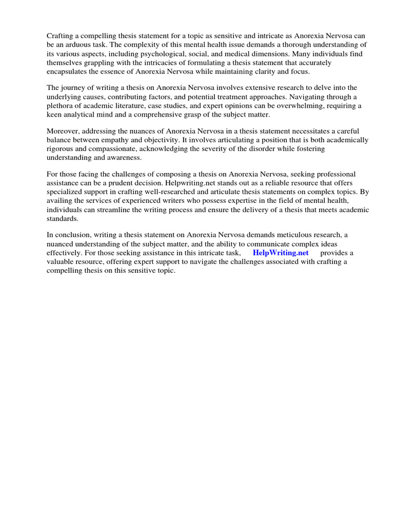 Good Thesis Statement For Anorexia Nervosa | PDF | Anorexia Nervosa ...
