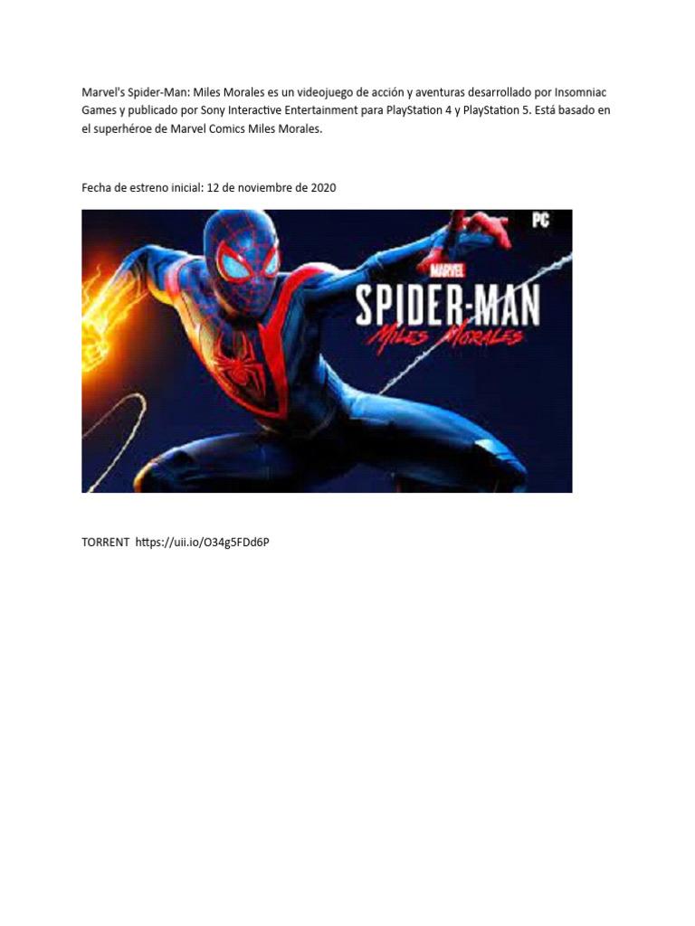 Spider Man Miles Morales | PDF