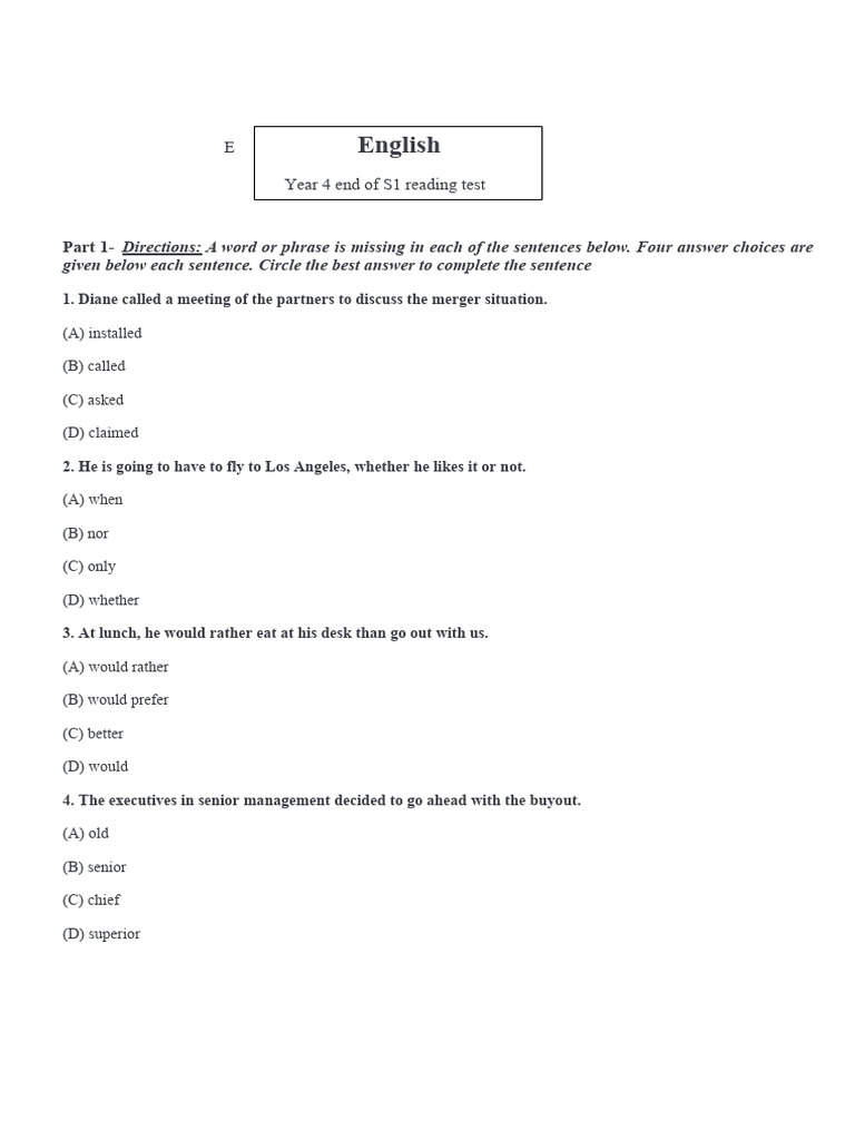 Reading Test | PDF