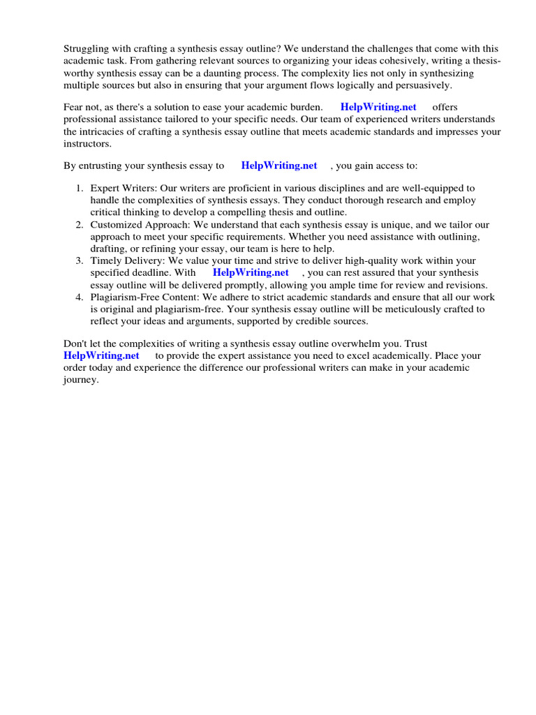 Synthesis Essay Outline Example | PDF | Essays | Citation