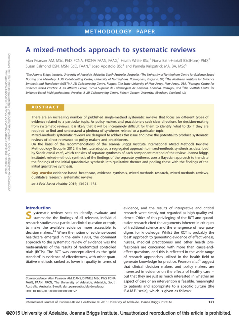 Mixed-Methods Systematic Reviews Explained | PDF | Systematic Review ...