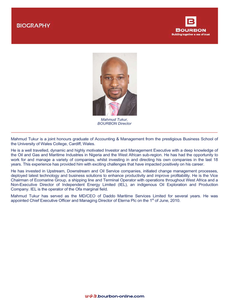 Bio Mahmud Tukur en | PDF | Business