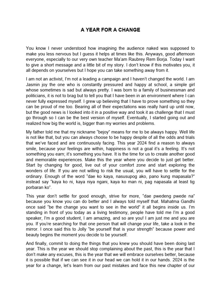 A Year For A Change (Memorized) | PDF
