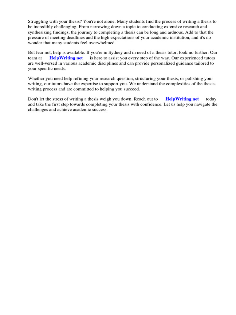 Thesis Tutor Sydney | PDF | Thesis | Doctor Of Philosophy