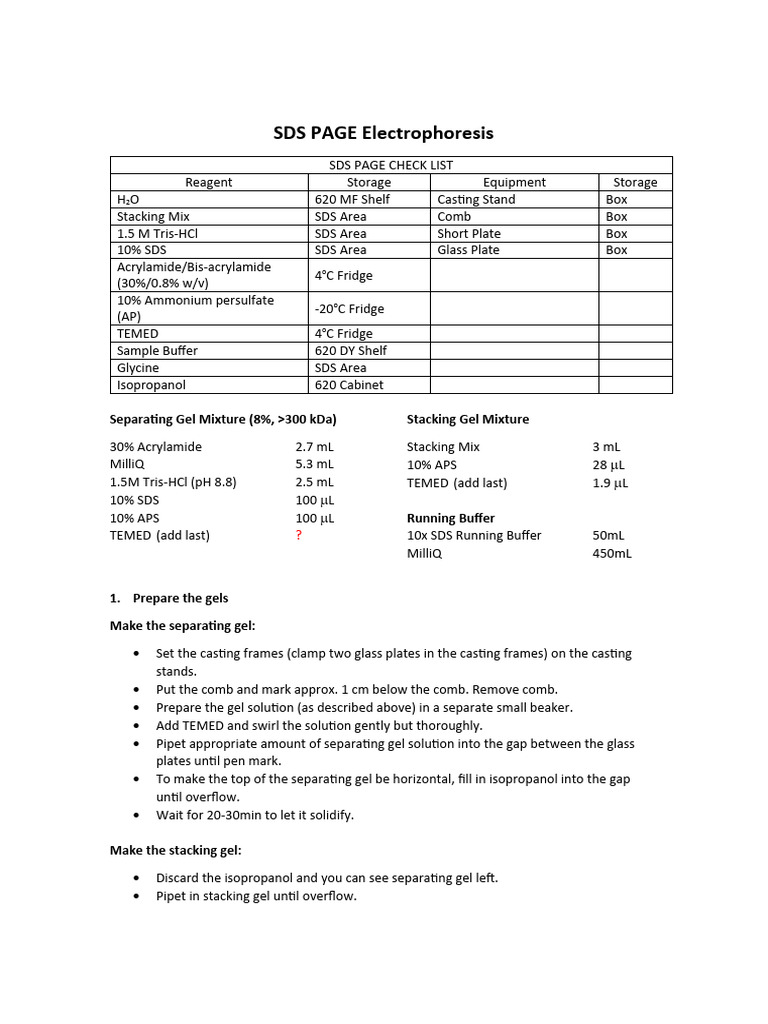 SDS-PAGE and Western Blot Protocols | PDF | Western Blot | Chemistry