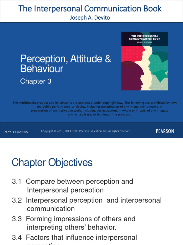 Devito - 14e - PPT - CH - 03 Ubahsuai | PDF | Perception | Interpersonal Communication