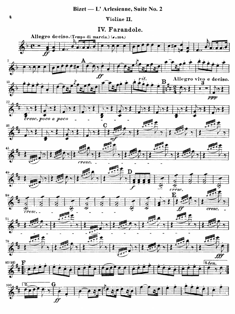 Bizet - Farandola - Violin 2 | PDF