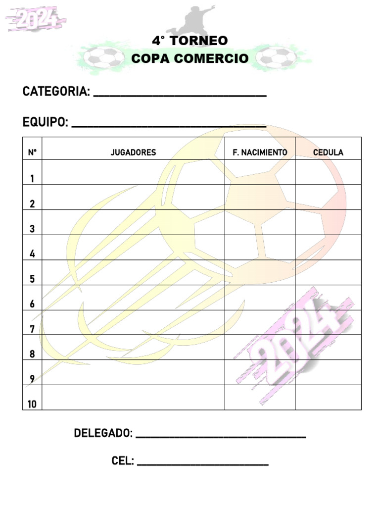 Formulario Torneo Copa Comercio | PDF | Finanzas y dinero