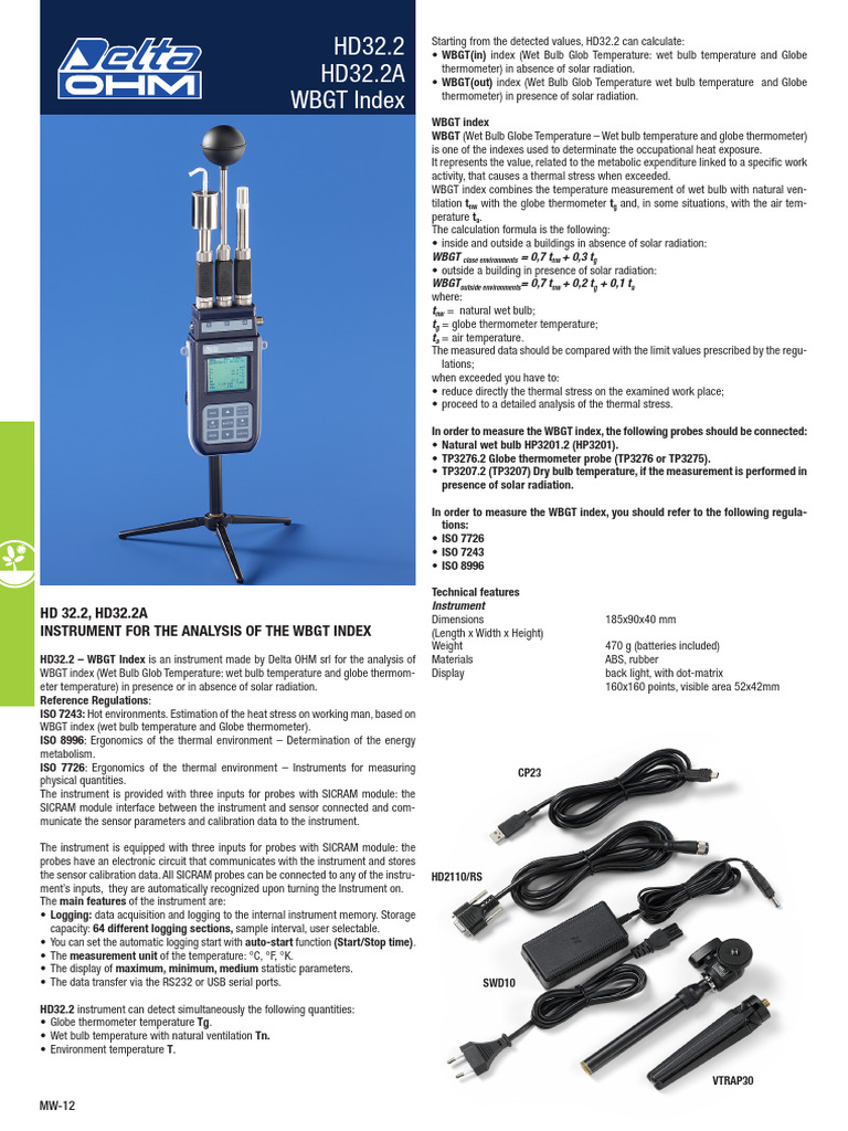 Delta Ohm HD322 322a SpecSheet | PDF