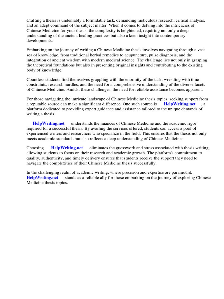 Chinese Medicine Thesis Topics | PDF | Traditional Chinese Medicine ...