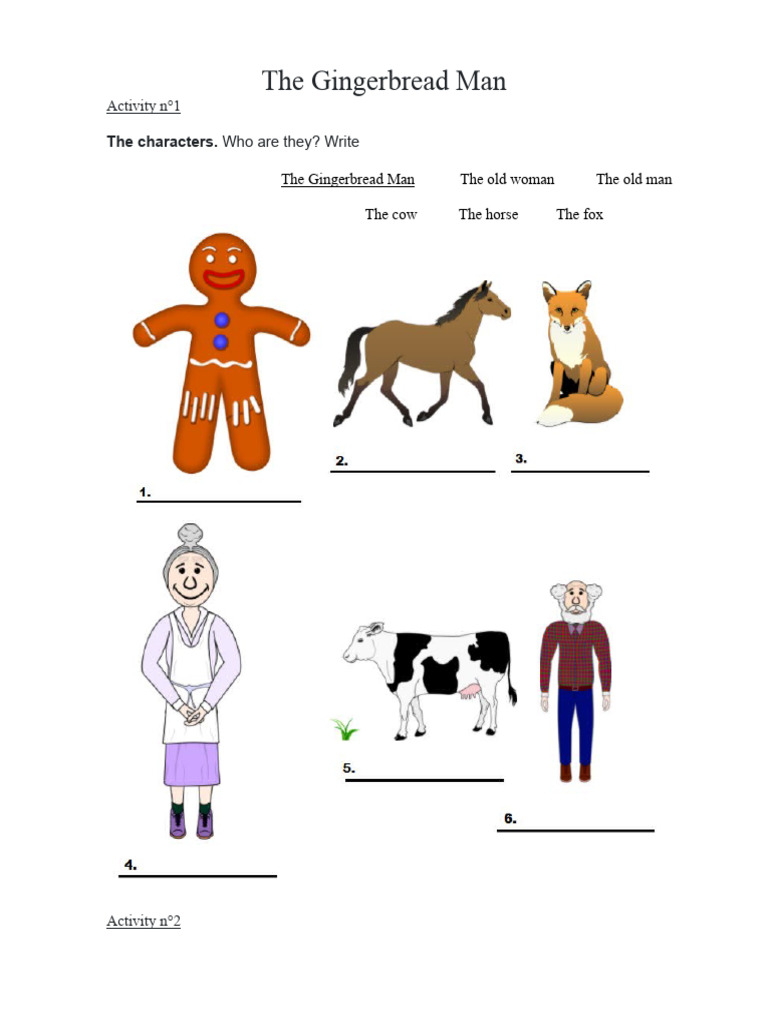 Gingerbread Man Character Activities | PDF | Language Arts & Discipline ...