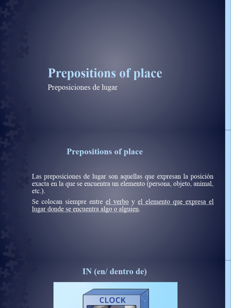 Guía de Preposiciones de Lugar | PDF | Gramática | Mecánica del lenguaje