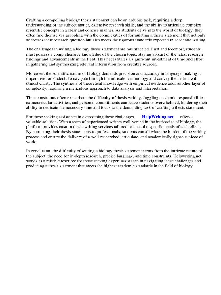 Biology Thesis Statements | PDF | Flowers | Thesis
