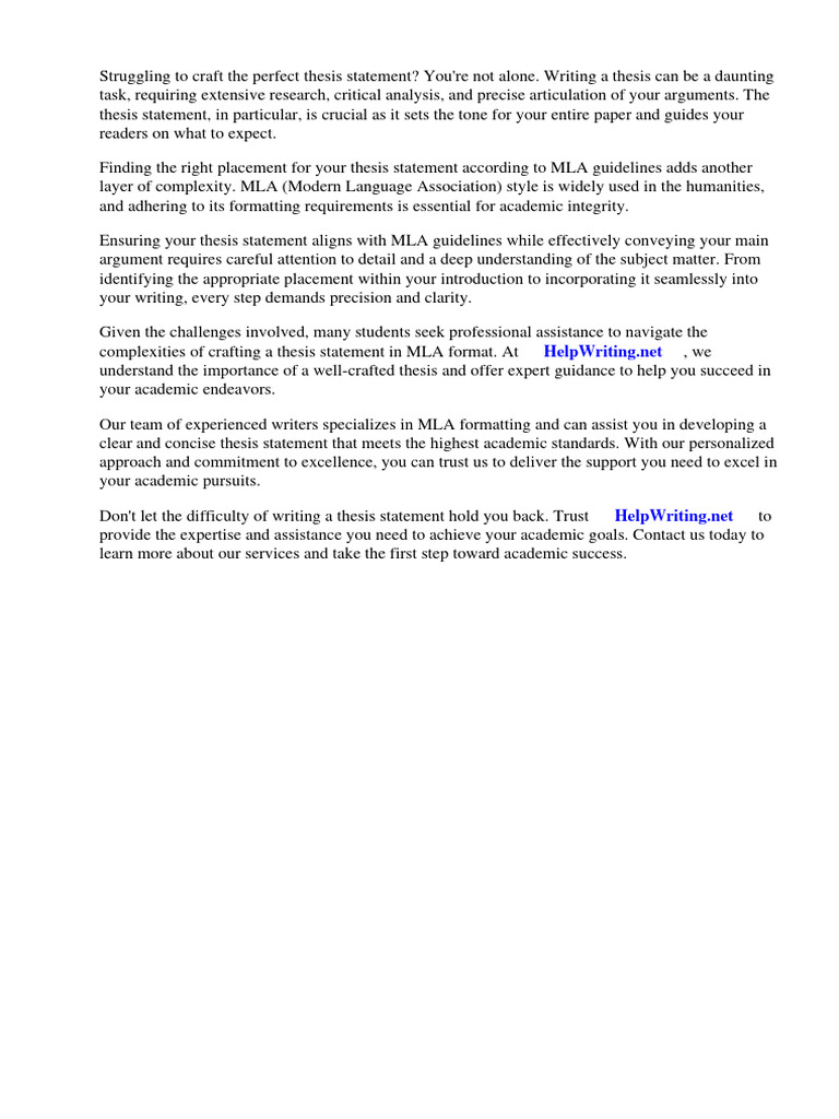 Thesis Statement Placement Mla | PDF