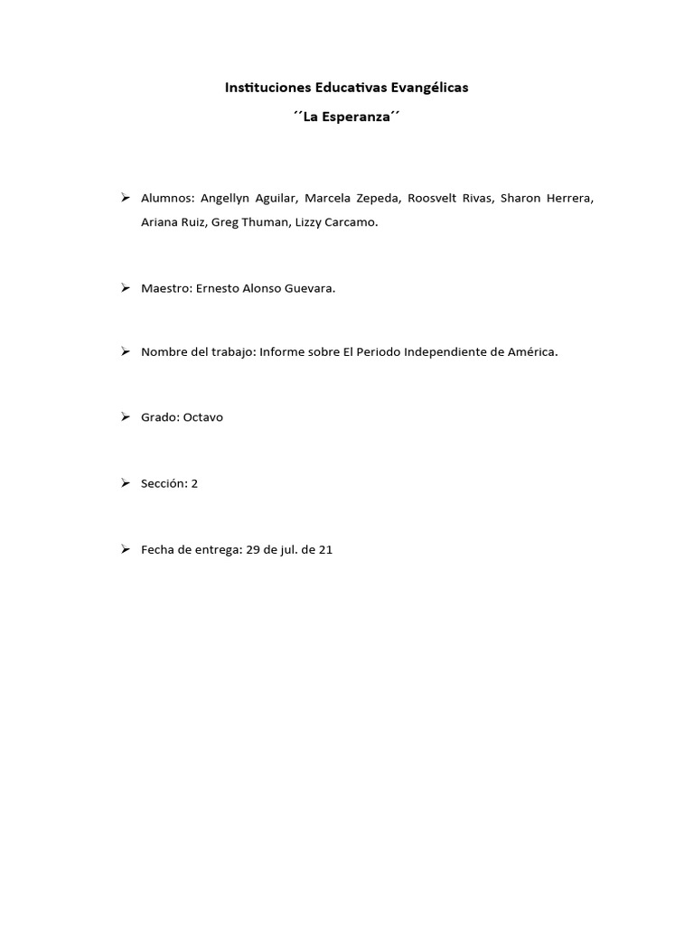 Informe sobre la Independencia de América | PDF | Historia