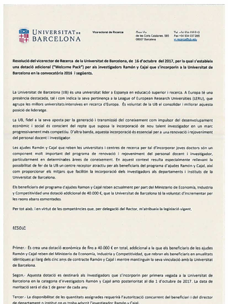 2017 Resolució Welcome Pack | PDF