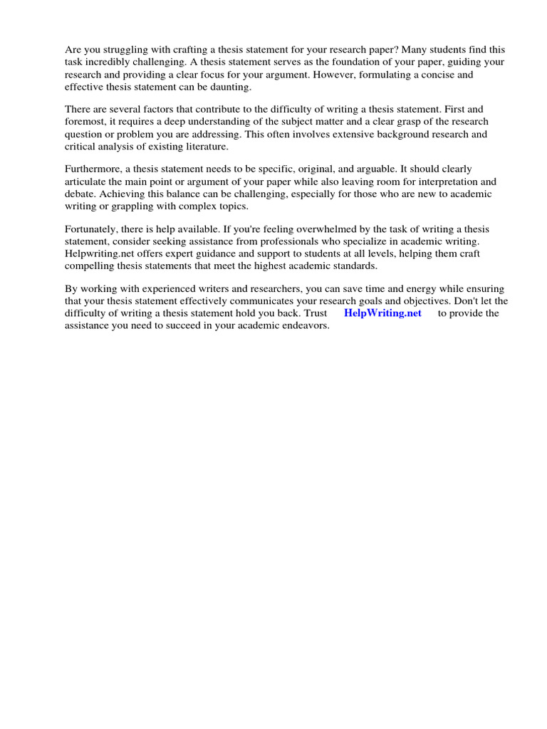 Thesis Statement of The Problem Guide | Download Free PDF | Thesis | Essays