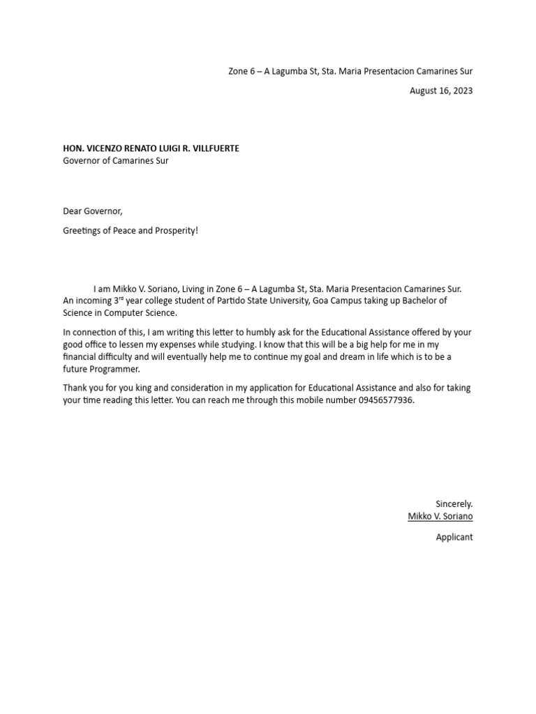 Educational Assistance Letter | Download Free PDF | Science