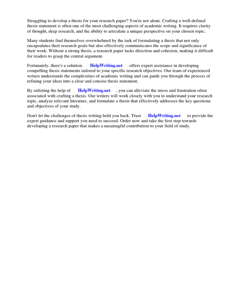 Developing A Thesis For A Research Paper | PDF | Essays | Thesis