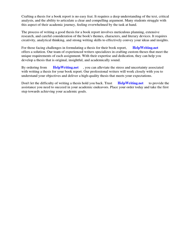 How To Write A Good Thesis For A Book Report | PDF | Essays | Thesis