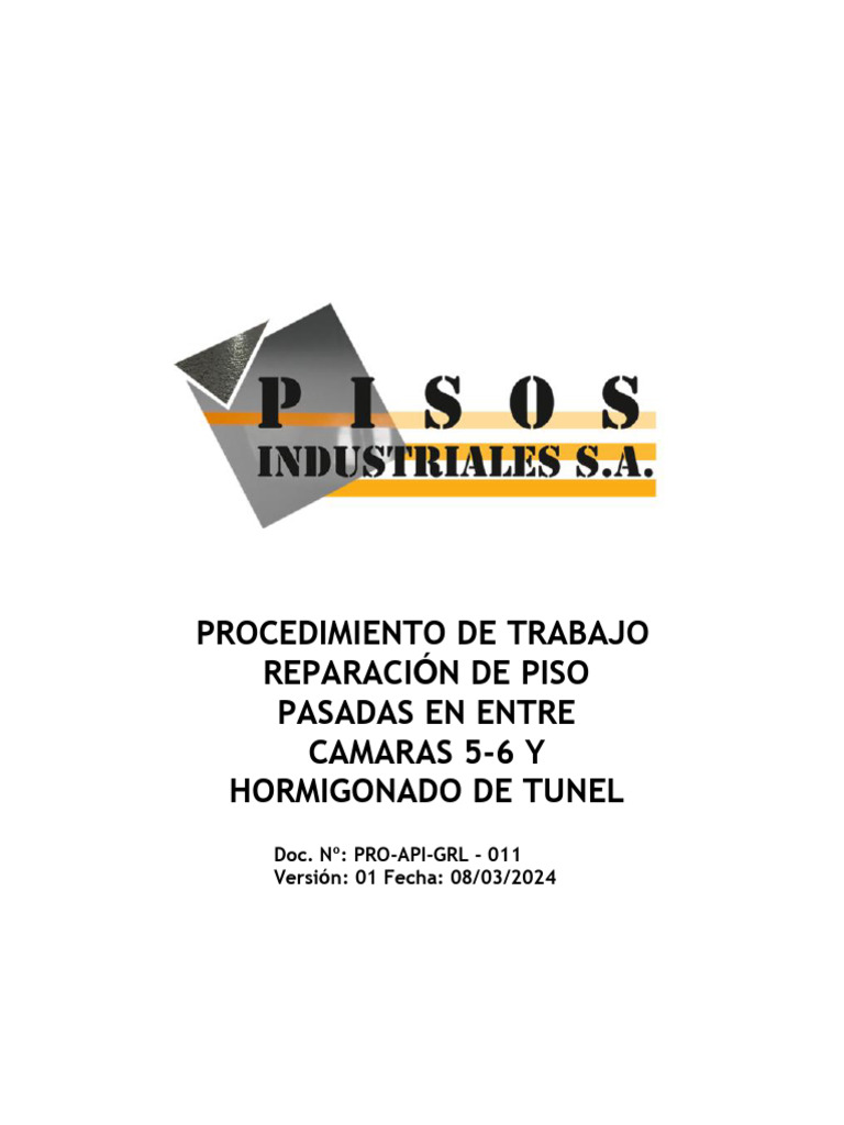 Pro-Api-Grl-012 Reparación de Piso Cecinas PF | PDF | Seguridad y salud ...
