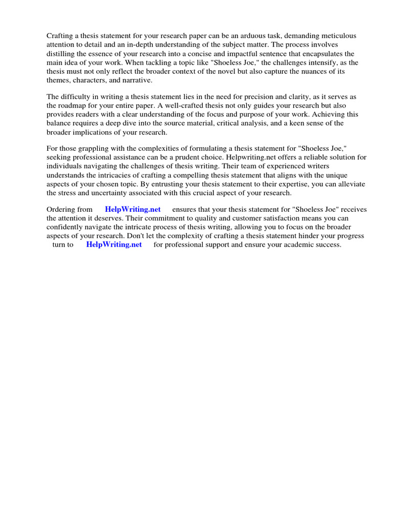 Thesis Statement Shoeless Joe | PDF | Career & Growth | Science ...