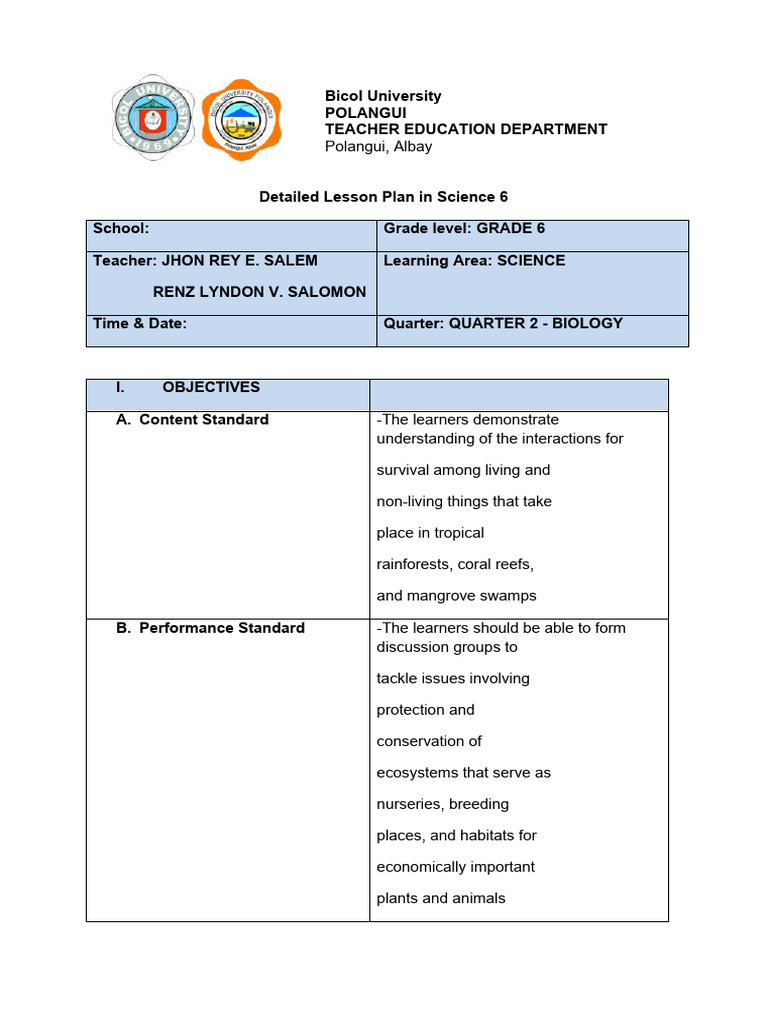 DLP Science 6 | PDF | Ecosystem | Conservation Biology